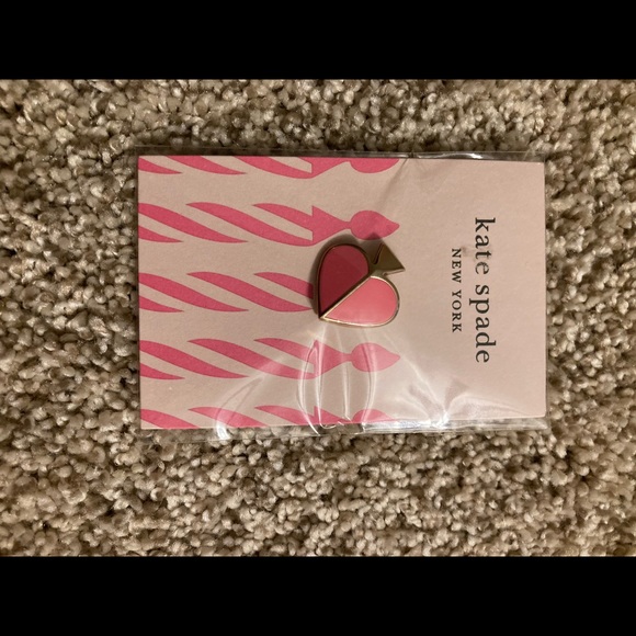 kate spade | Accessories | Nwt Kate Spade Pink Gold Logo Spade Shape ...